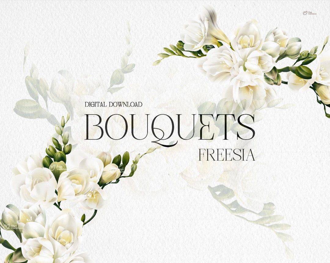 Floral Bouquets Clipart, Freesia Bouquets Png, Watercolor Flower ...