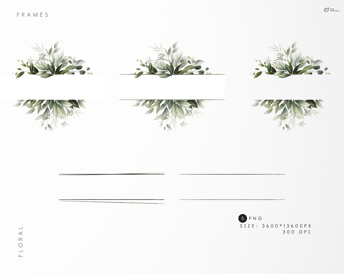 Greenery Floral Frames Frame-border Wedding Clipart for - Etsy