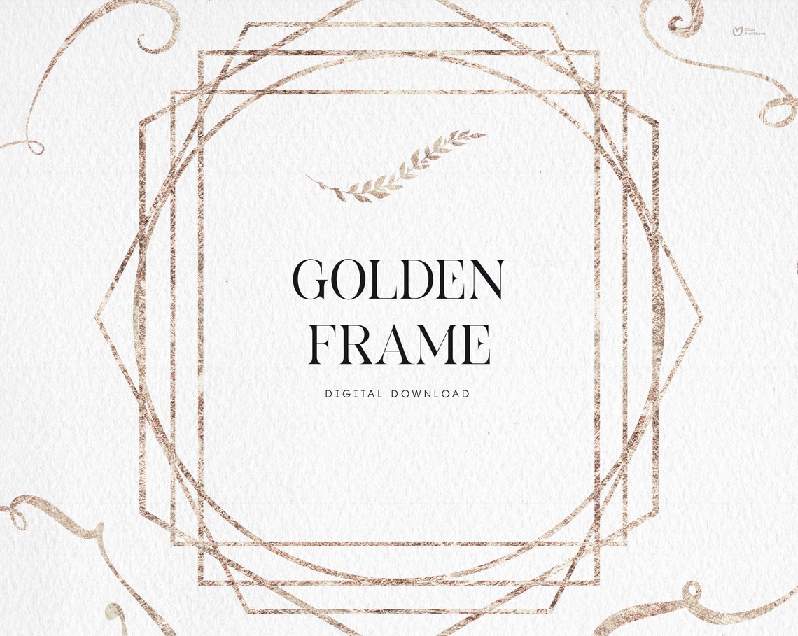 Golden Frames Border-frames Golden Elements Gold Border - Etsy