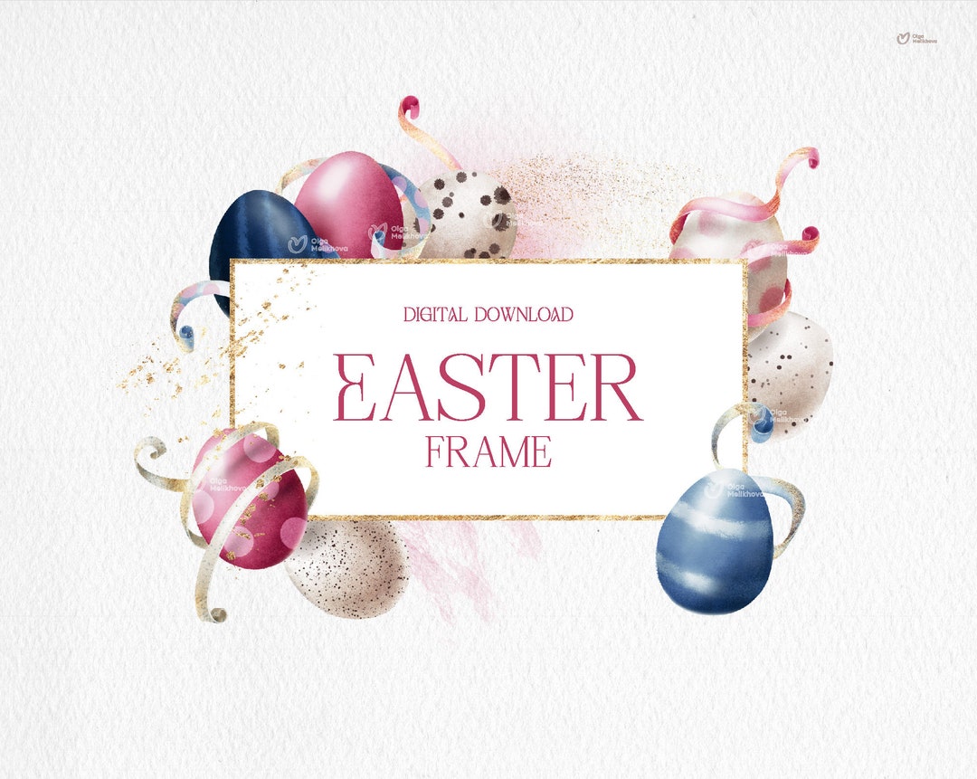 Easter Frame, Easter Eggs, Digital Greeting Card, Easter Clipart Png ...
