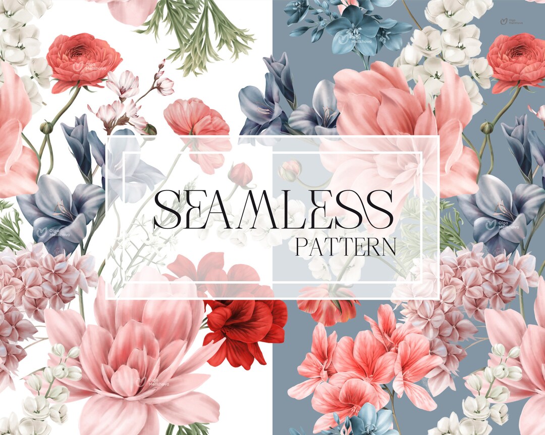 Seamless Floral Pattern, Printable Floral Wallpaper, Digital Download ...