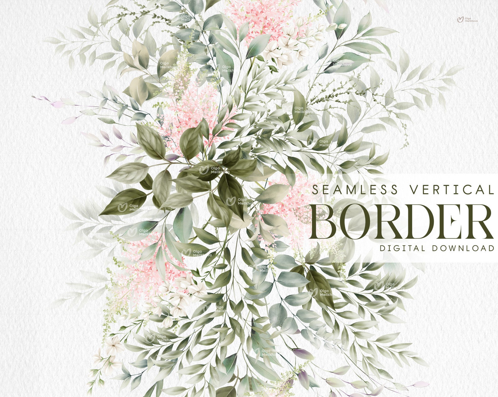 Greenery Vertical Seamless Border Floral Border Foliage - Etsy