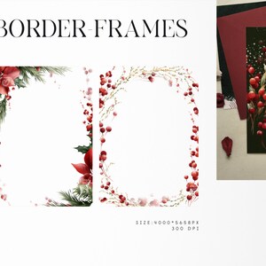 Christmas Collection, Digital XMAS Cliparts PNG, Floral Frames, Borders ...