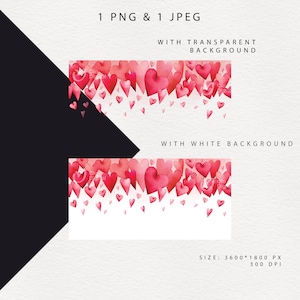 Watercolor Valentine's Day Seamless Border, Tender Hearts, Border-frame ...