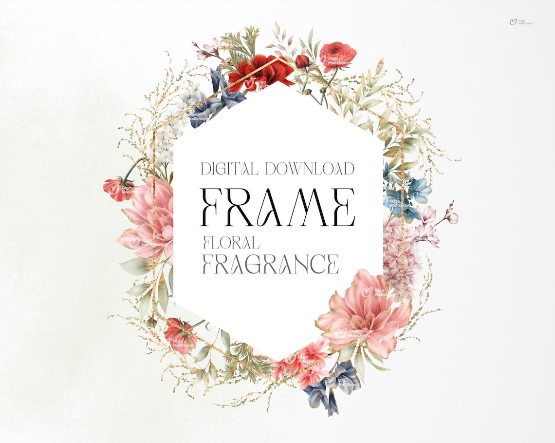 Floral Frame Garden Flower Frame Foliage Floral Border - Etsy