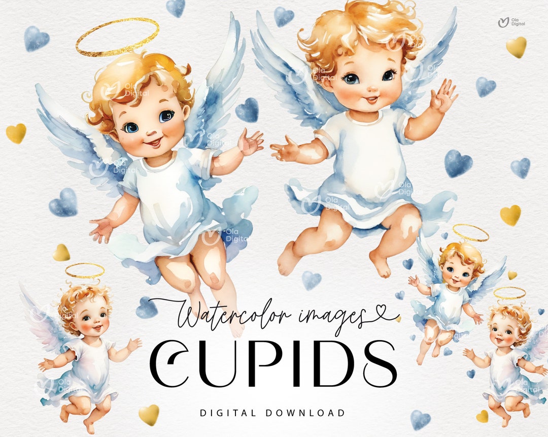Cute Cupid, Digital Paper Craft, Valentine's Day Clipart, Angel Clipart ...