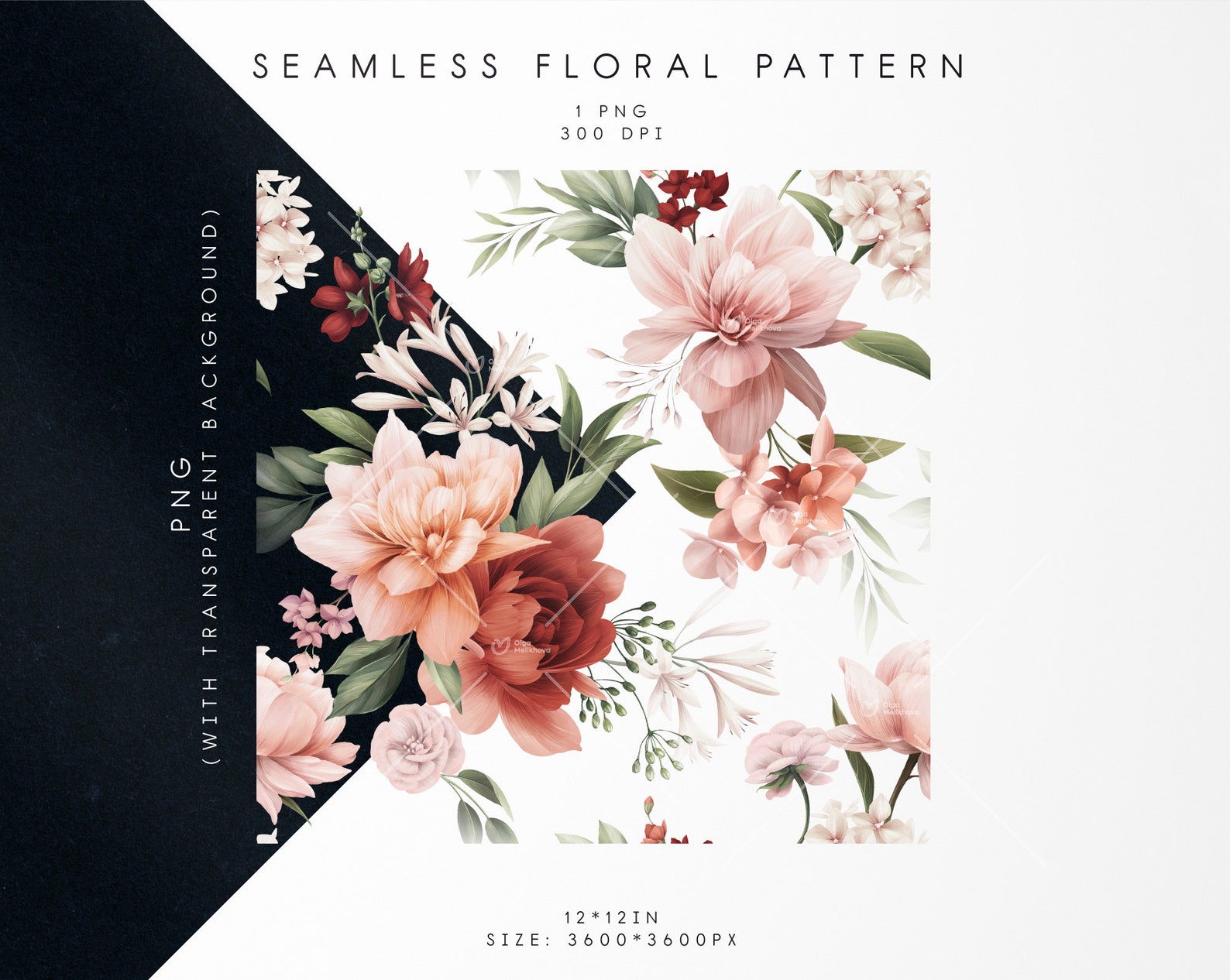 Seamless Floral Pattern Digital Peony Paper Floral Print - Etsy