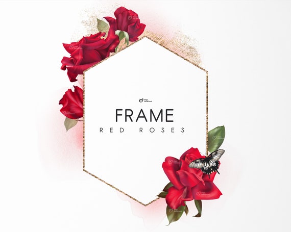 Floral Frame Roses Frame Red Roses Frame for | Etsy