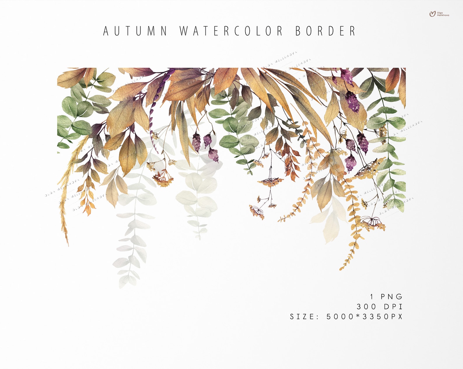 Floral Border Watercolor Autumn Leaves Wedding Invite Card | Etsy