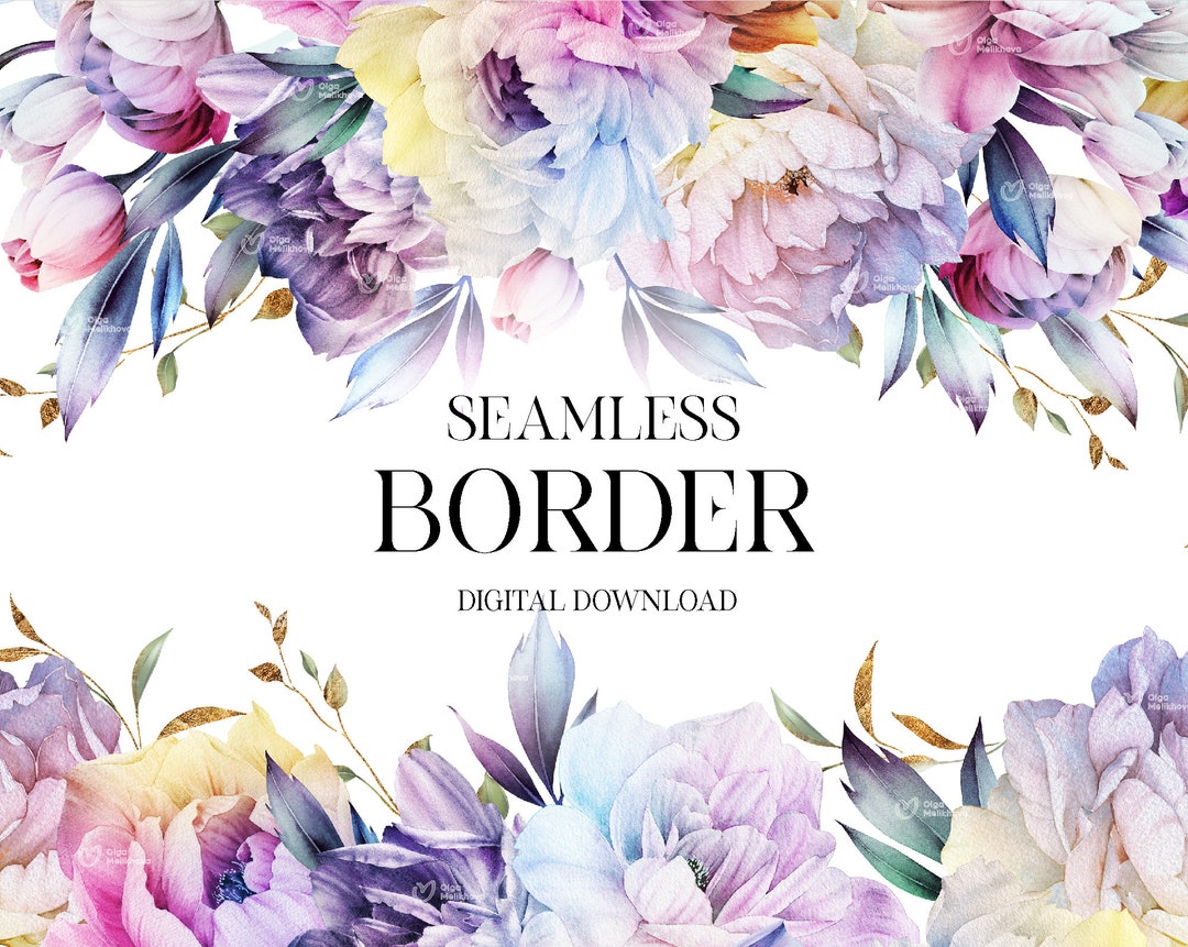 Floral Border, Flower Frame, Wedding Invite Card, Watercolor Peony ...