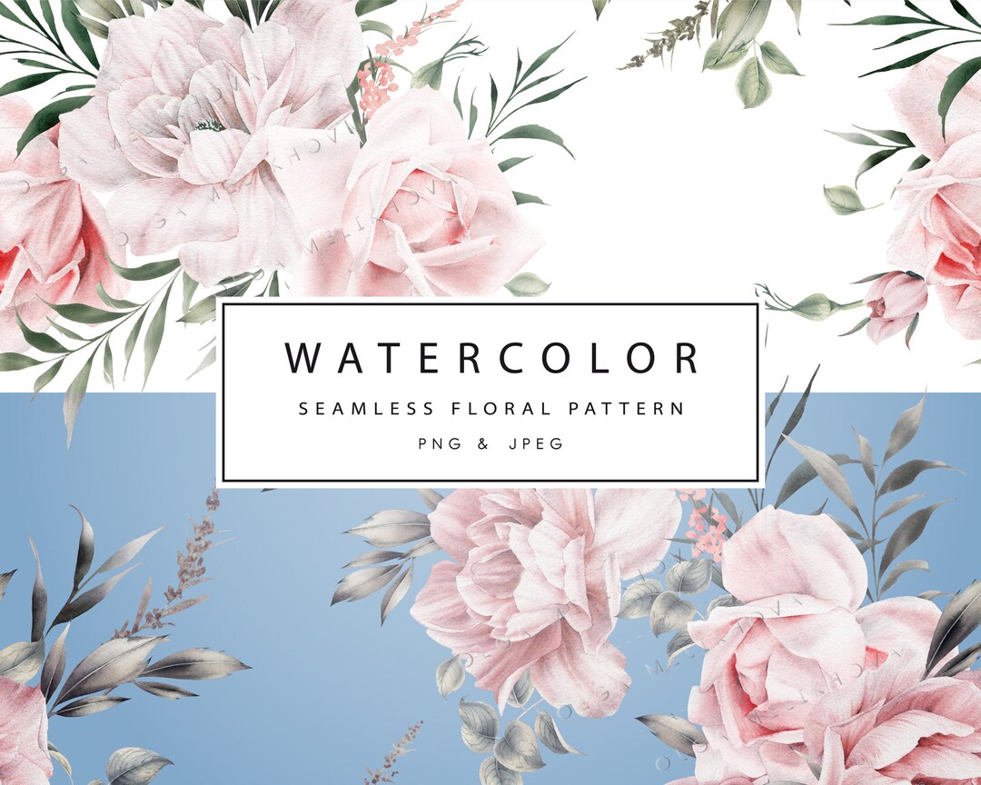 Seamless Floral Pattern, Watercolor Peonies Digital Paper, Digital ...
