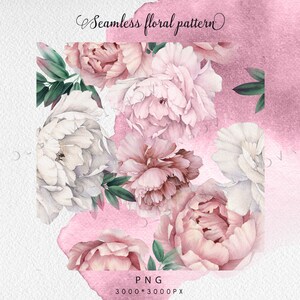 Seamless Floral Patterns | Watercolor Peonies Clipart | Digital Paper ...