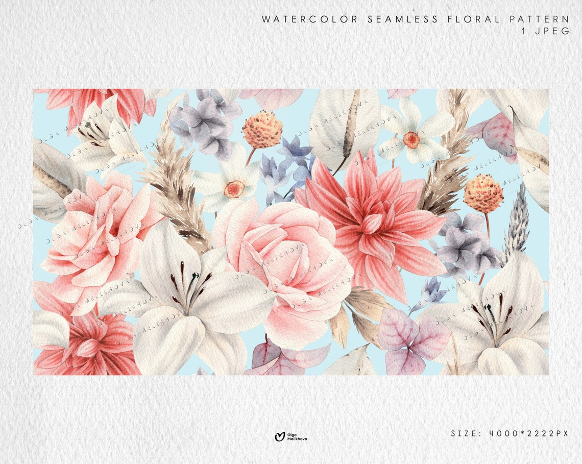 Pastel Floral Pattern Digital Paper Pack Printable Paper | Etsy