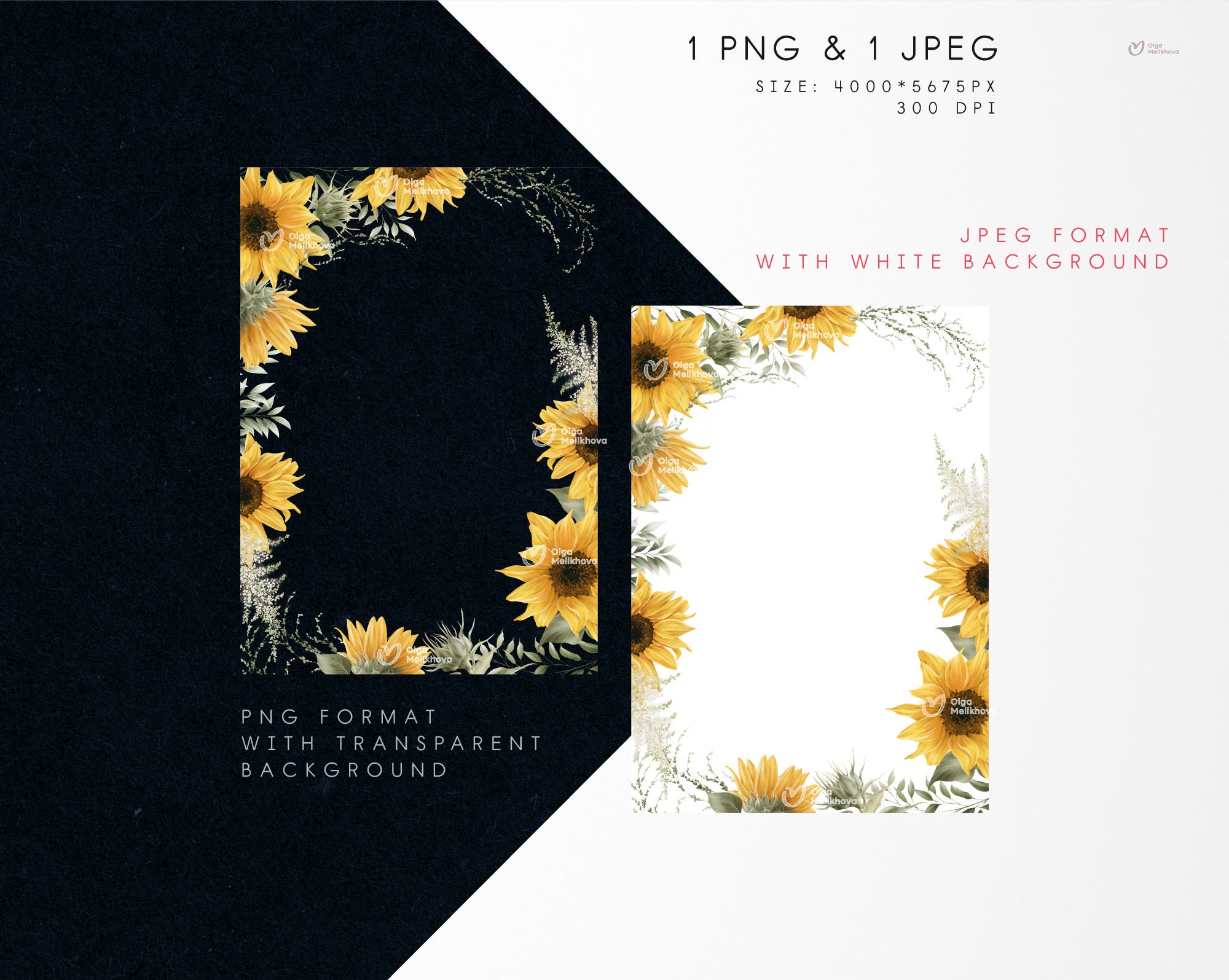 Floral Frame Sunflower Frame Sunflower Border Greeting - Etsy