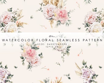Watercolor Peonies Seamless Floral Pattern Digital Paper - Etsy