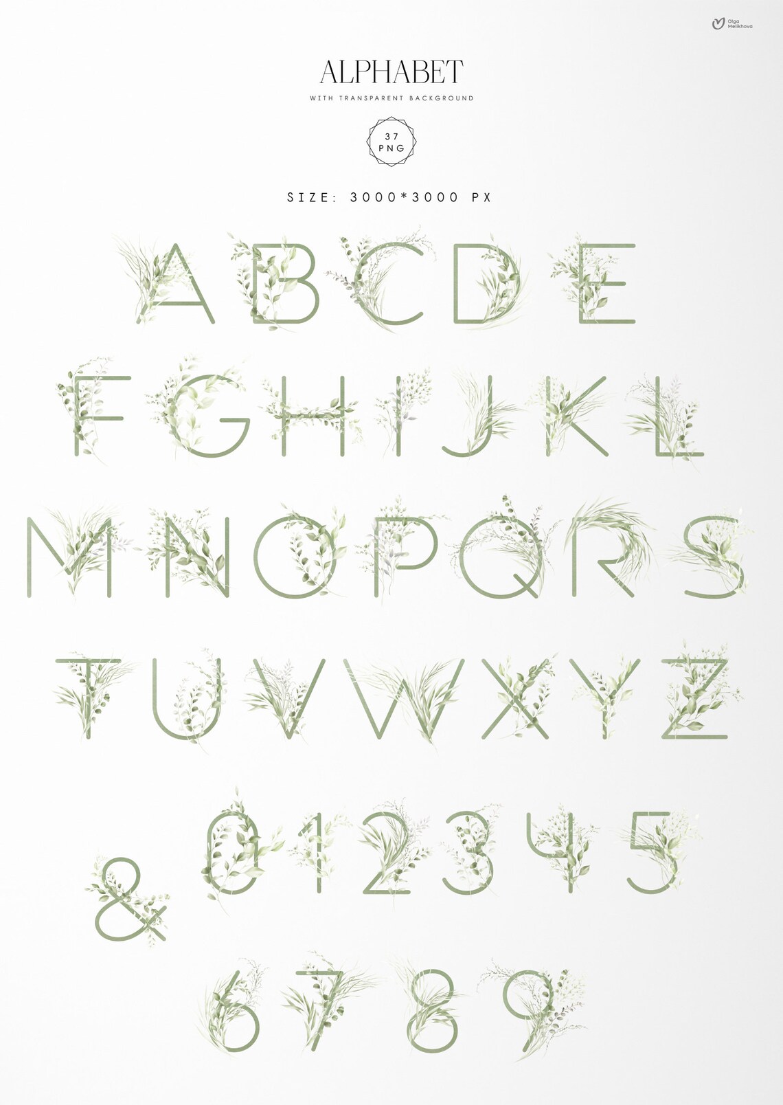 Letters and Numbers Floral Alphabet Greenery Alphabet - Etsy