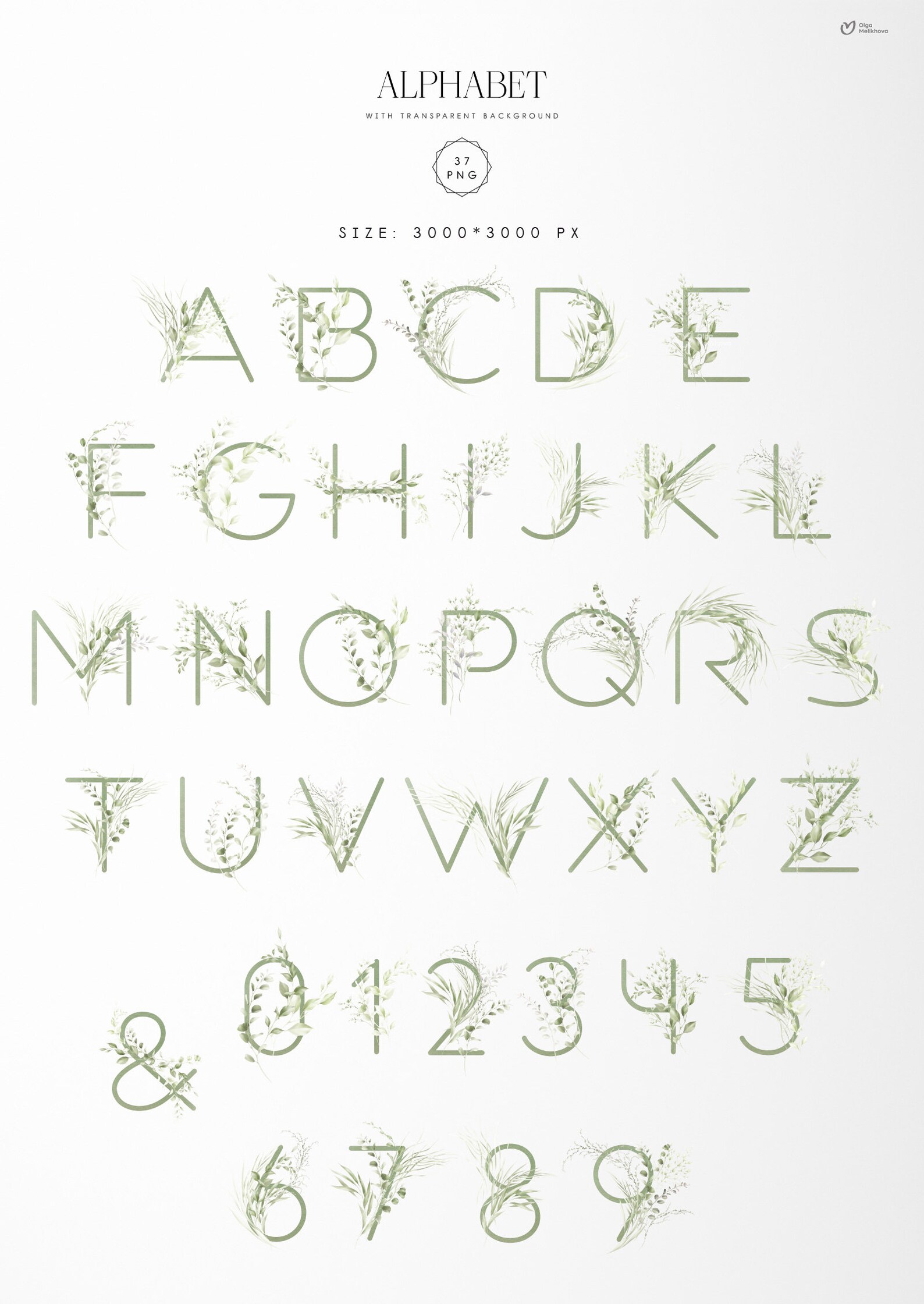 Letters and Numbers Floral Alphabet Greenery Alphabet - Etsy