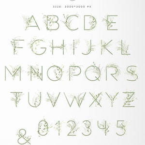 Letters and Numbers, Floral Alphabet, Greenery Alphabet Wedding Clipart ...