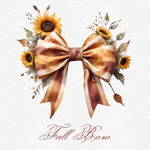 Fall Bow Png, Fall Coquette Bow PNG, Autumn Sunflowers Png, Autumn ...