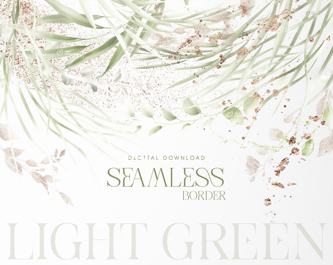 Greenery Seamless Border, Floral Border, Pattern Border, Wedding ...
