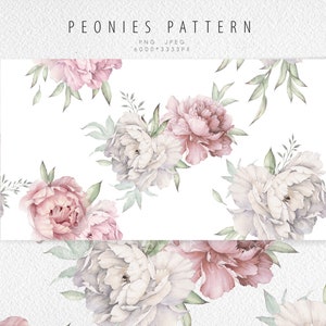 Peony Collection. Seamless Floral Pattern With Peonies. Digital Paper ...