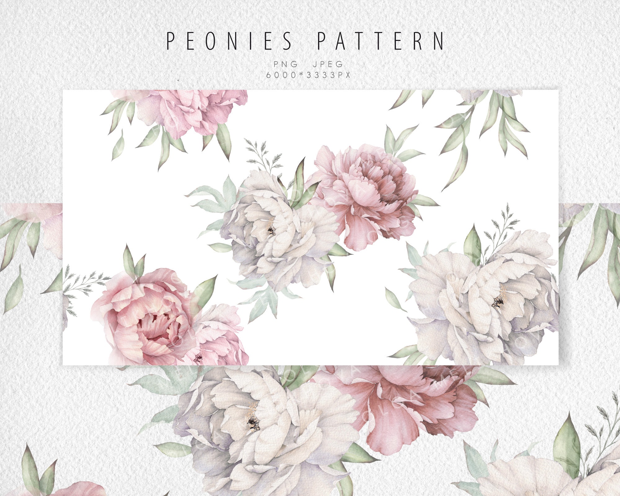 Peony Collection. Seamless Floral Pattern With Peonies. | Etsy