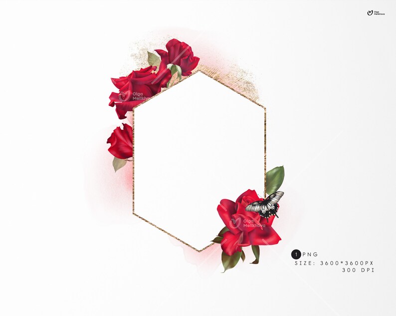 Floral Frame Roses Frame Red Roses Frame for - Etsy