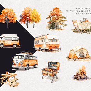 Watercolor Fall Clipart, Fall Camp, Cozy Autumn Clipart, Commercial Use ...