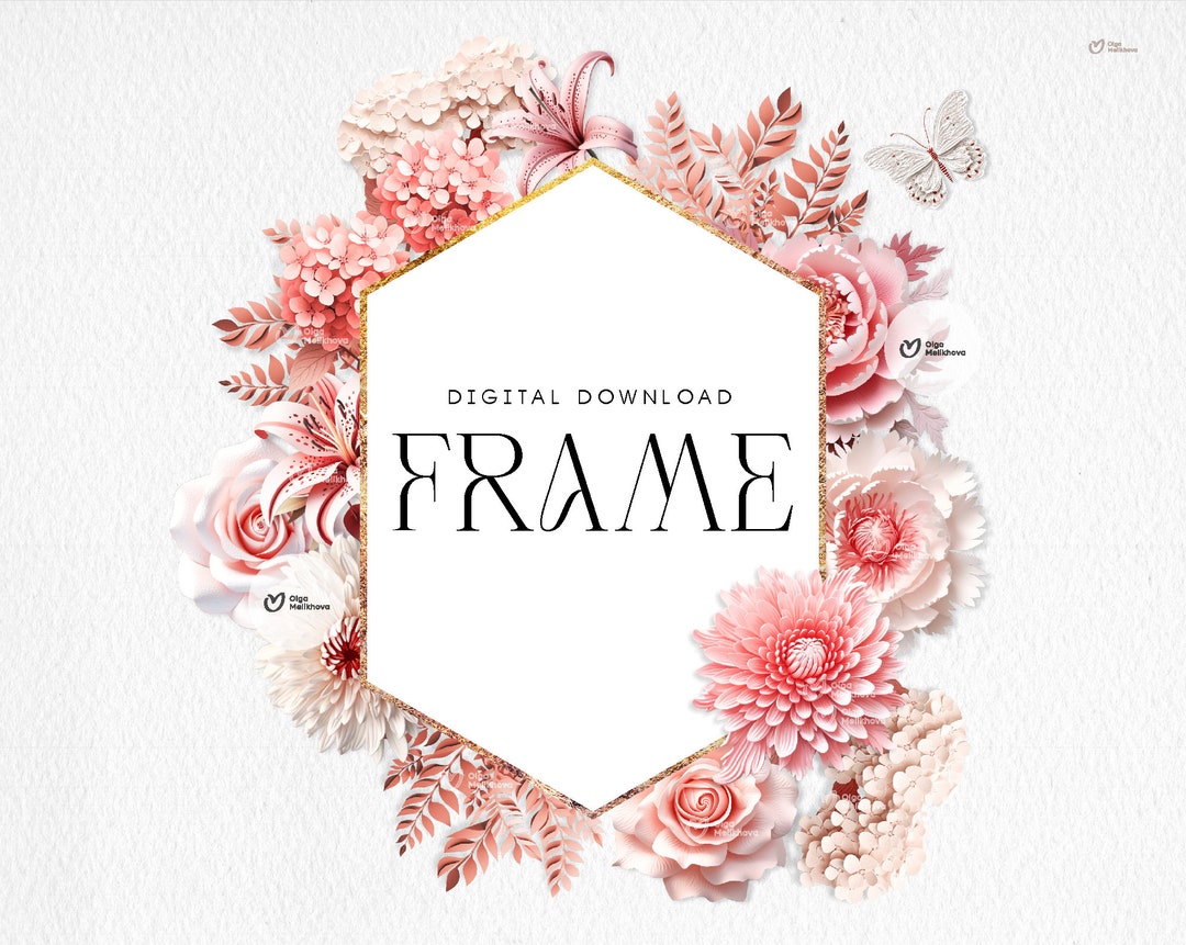 Floral Frame, 3D Flowers, Border-frame, Wedding Floral Clipart Png ...