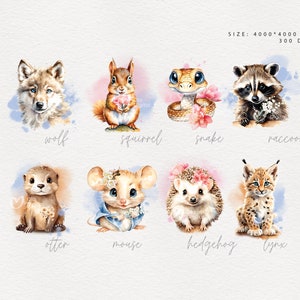 Watercolor Cute Baby Animals, Woodland Animal Clipart, Baby Animals ...