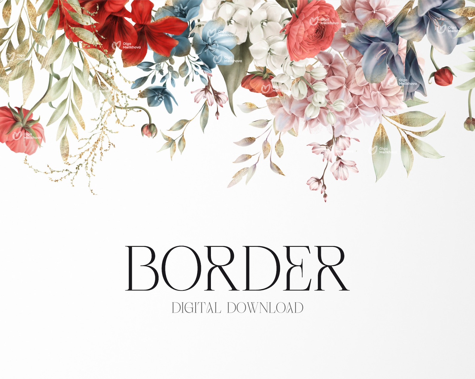 Floral Border Garden Flowers Border Golden Leaves & Flowers - Etsy