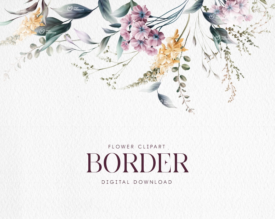 Floral Border, Greenery Border, Garden Flowers, Wedding Invite Card ...