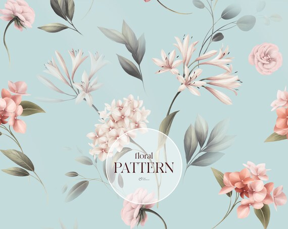 Seamless floral pattern Digital flower paper Pattern PNG | Etsy