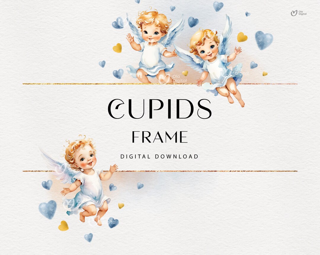 Cute Cupid, Digital Paper Craft, Valentine's Day Frame, Angel Clipart ...