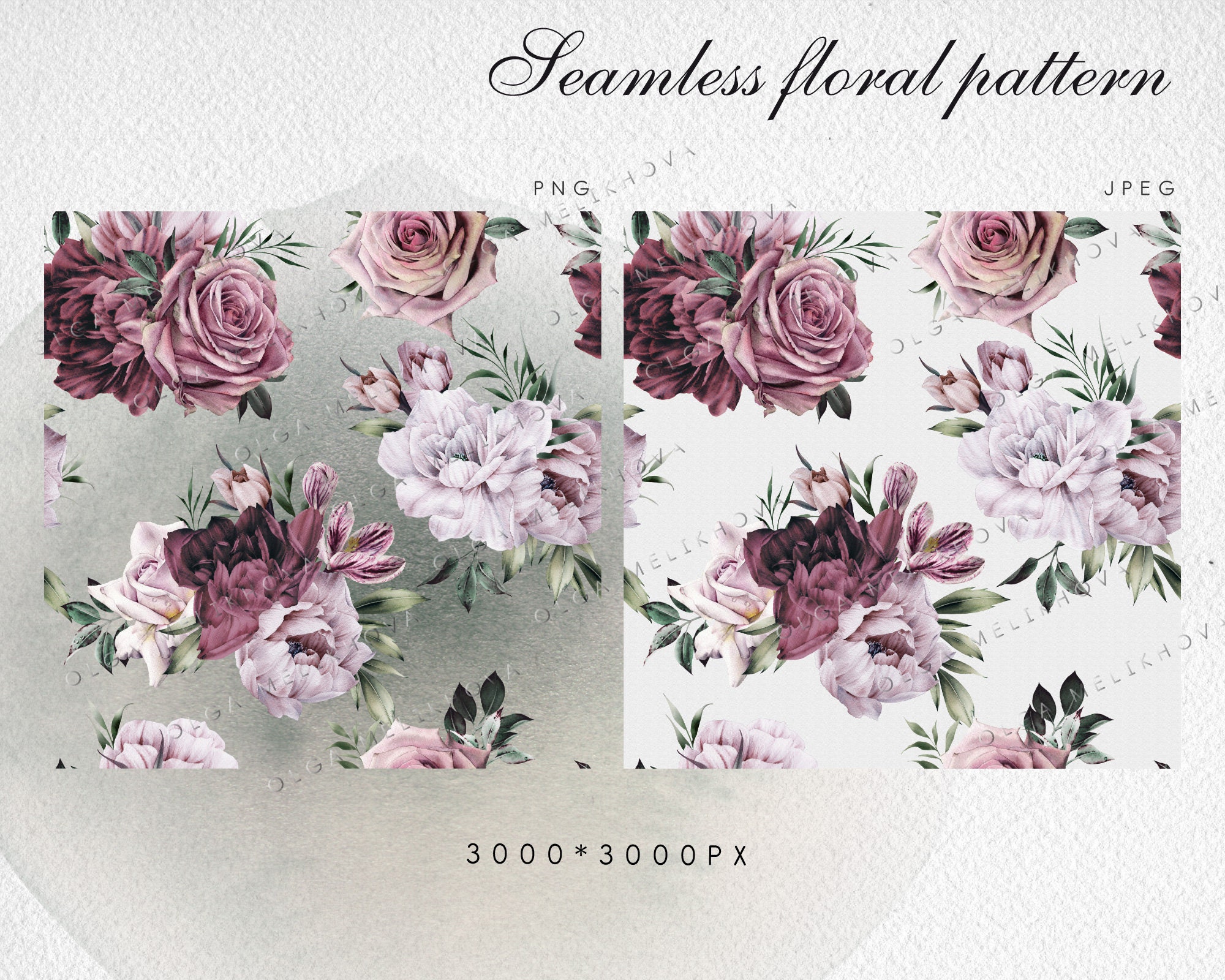 Seamless Floral Patterns Watercolor Flowers Digital Paper - Etsy