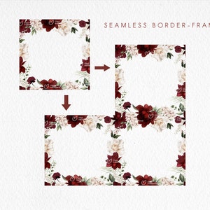 Floral Border-frame, Burgundy Flowers, Floral Pattern, Wedding Invite ...