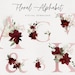 Letters and Numbers, Burgundy Floral Alphabet, Pink Alphabet Wedding ...