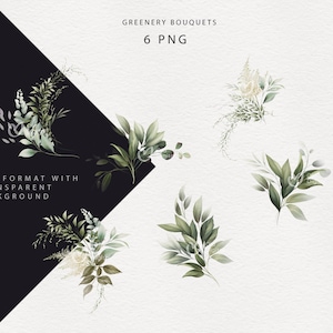 Greenery Bundle, Border-frames, Wedding Invite Card, Bouquets, Digital ...