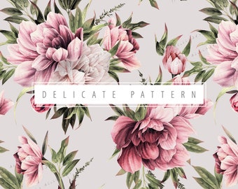 Seamless Peony Pattern Watercolor Peonies Digital Paper | Etsy