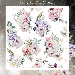 Floral Patterns, Digital Paper, Watercolor Flowers, PNG With ...