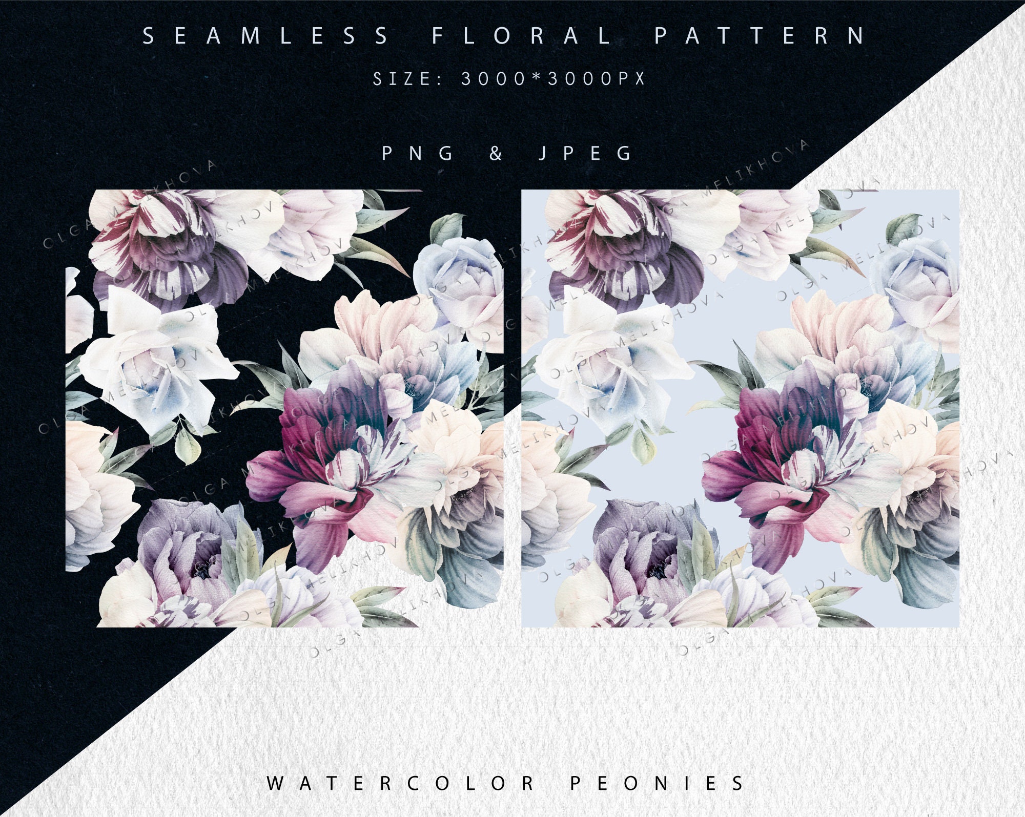 Seamless Floral Pattern With Peonies Digital Paper PNG - Etsy