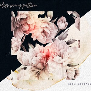 Watercolor Peonies - Seamless Floral Pattern, Digital Paper - Etsy