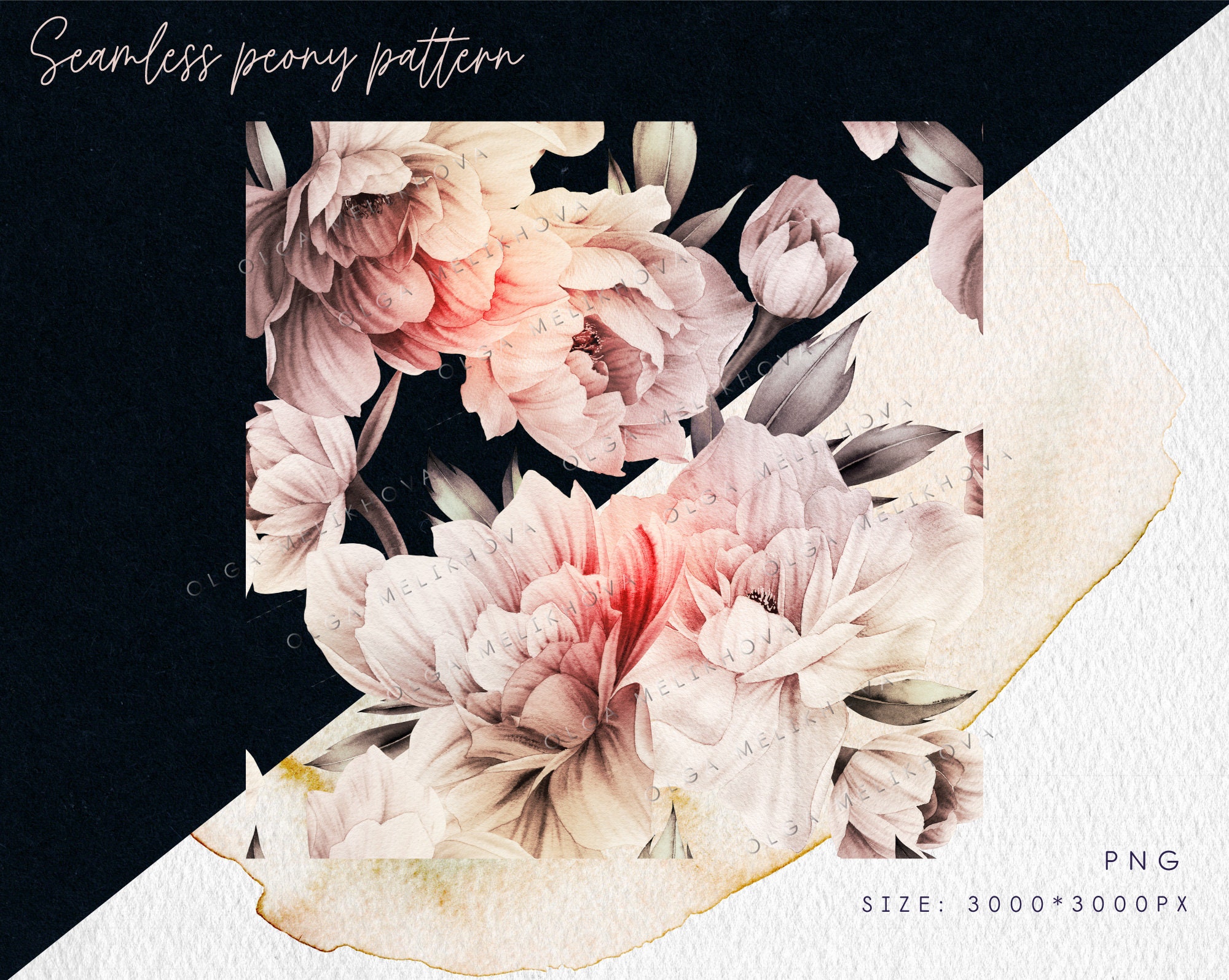 Watercolor Peonies Seamless Floral Pattern Digital Paper - Etsy