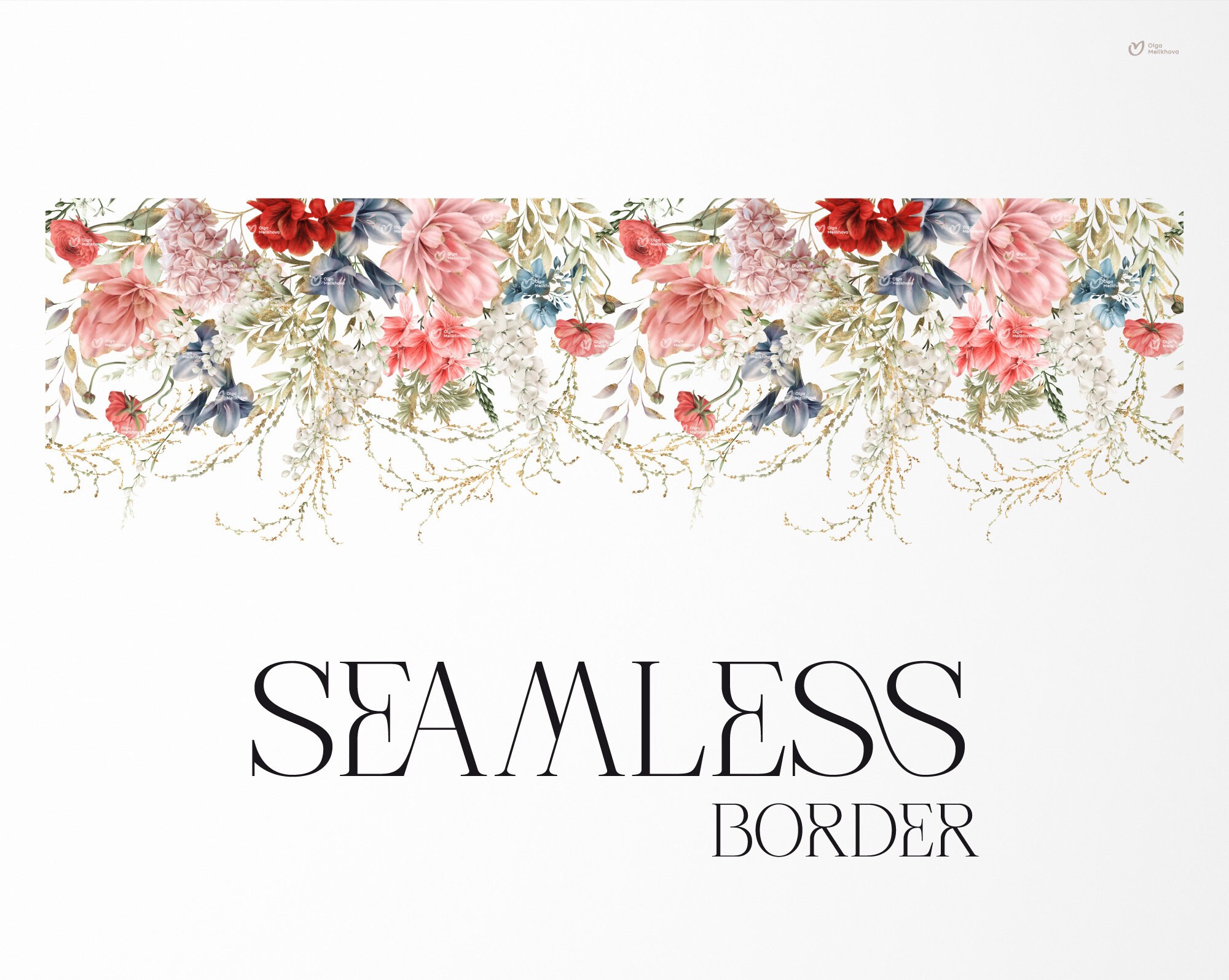 Floral Border Garden Flowers Border Golden Leaves & Flowers - Etsy