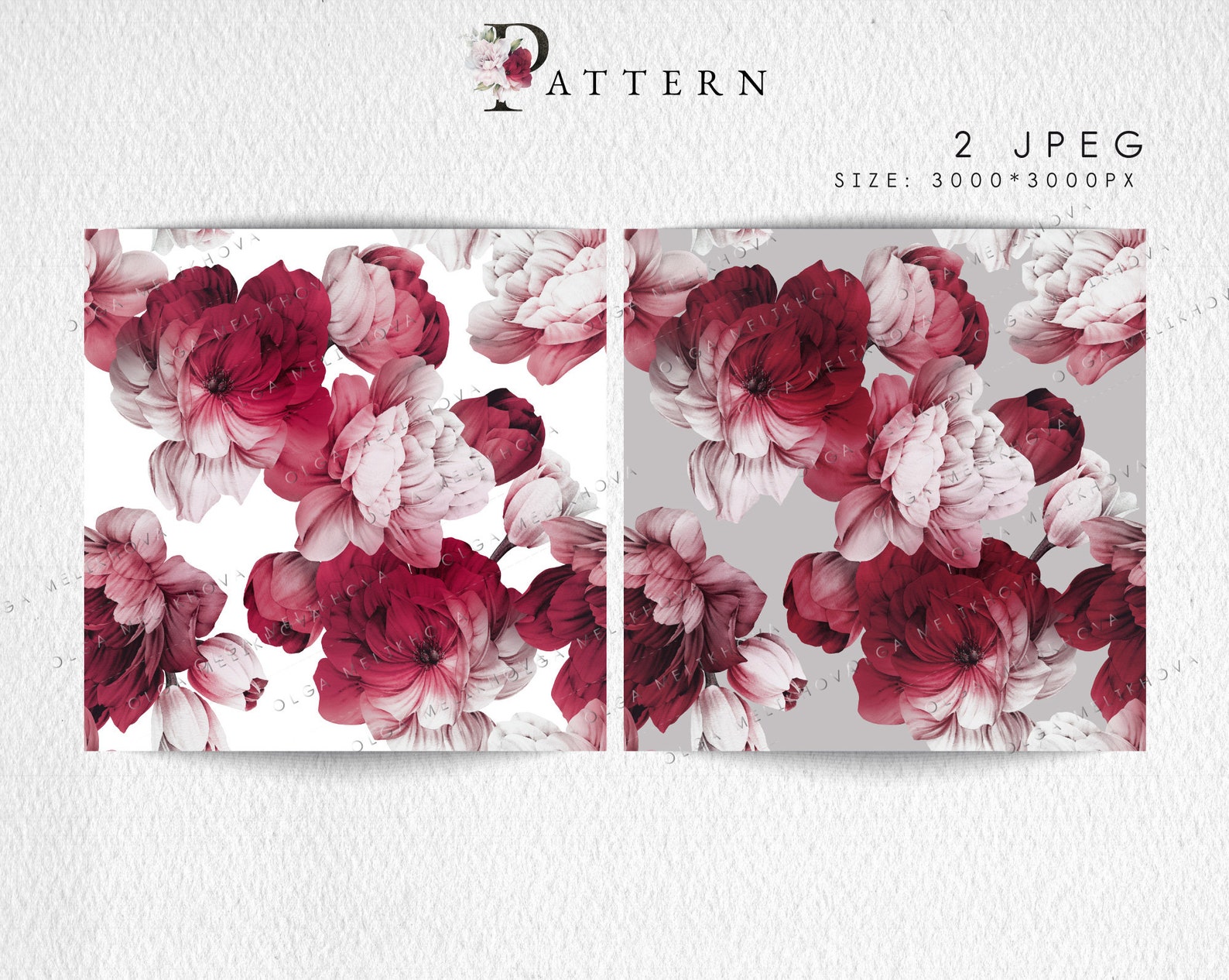 Seamless Peony Pattern Digital Floral Paper Red Peonies | Etsy