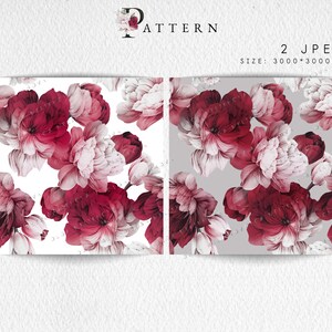 Seamless Peony Pattern, Digital Floral Paper, Red Peonies, Watercolor ...