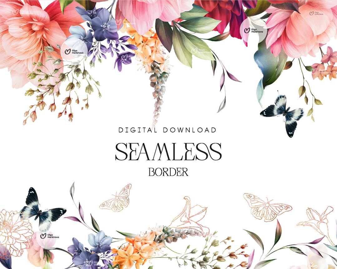 Floral Seamless Border, Border-frame, Colorful Flowers, Bright Flowers ...