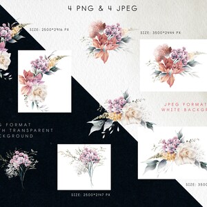 Floral Bouquets Clipart, Wildflowers, Watercolor Flower Clipart ...