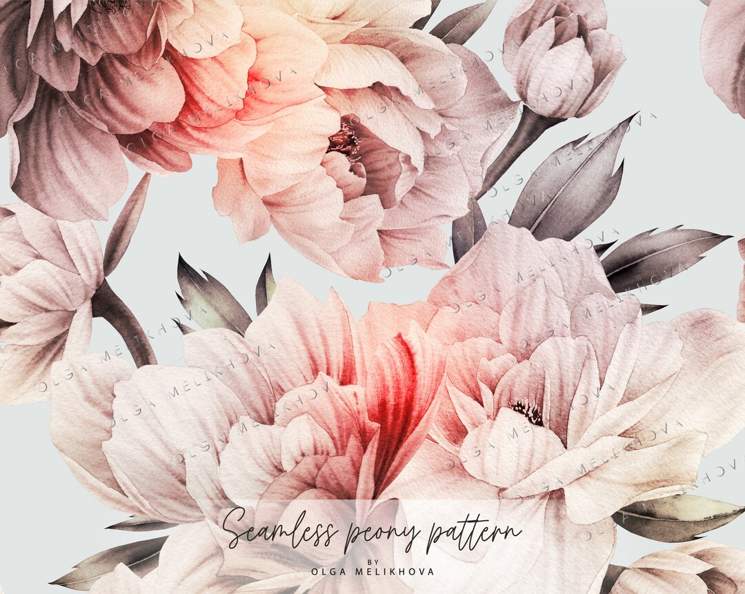 Watercolor Peonies - Seamless Floral Pattern, Digital Paper - Etsy