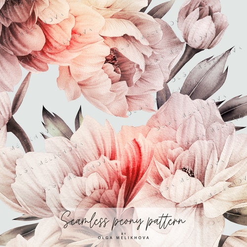Peony Tenderness Seamless Pattern Digital Floral Paper - Etsy